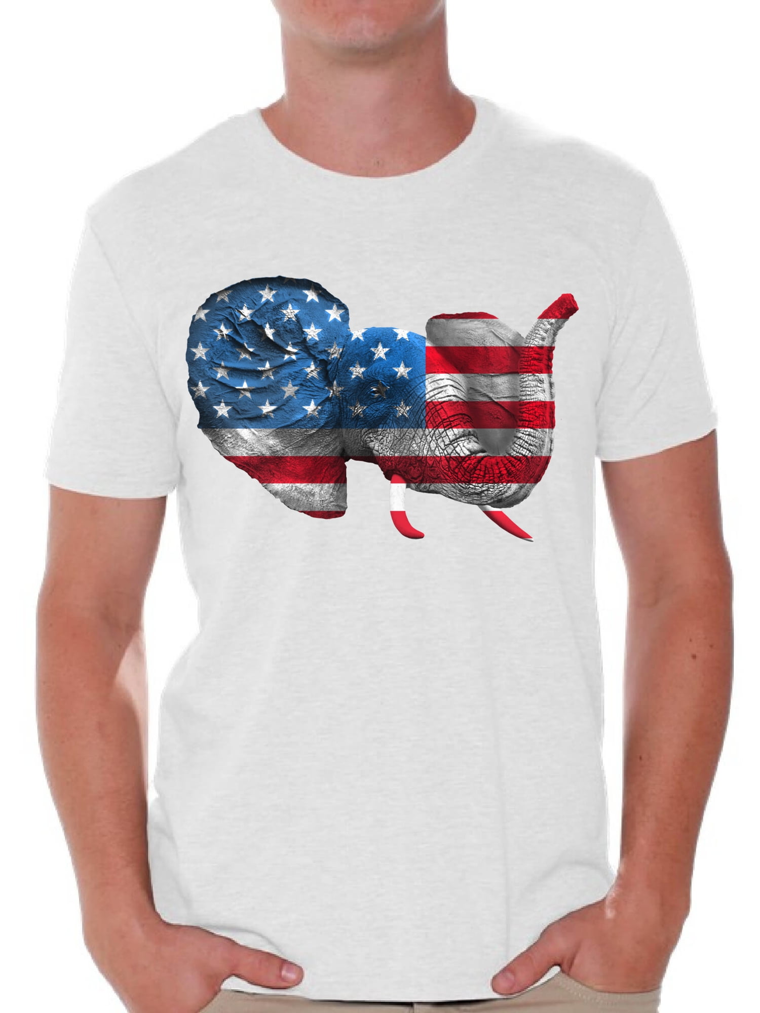 Awkward Styles American Flag T-shirt Tops for Men Elephant Stars and ...