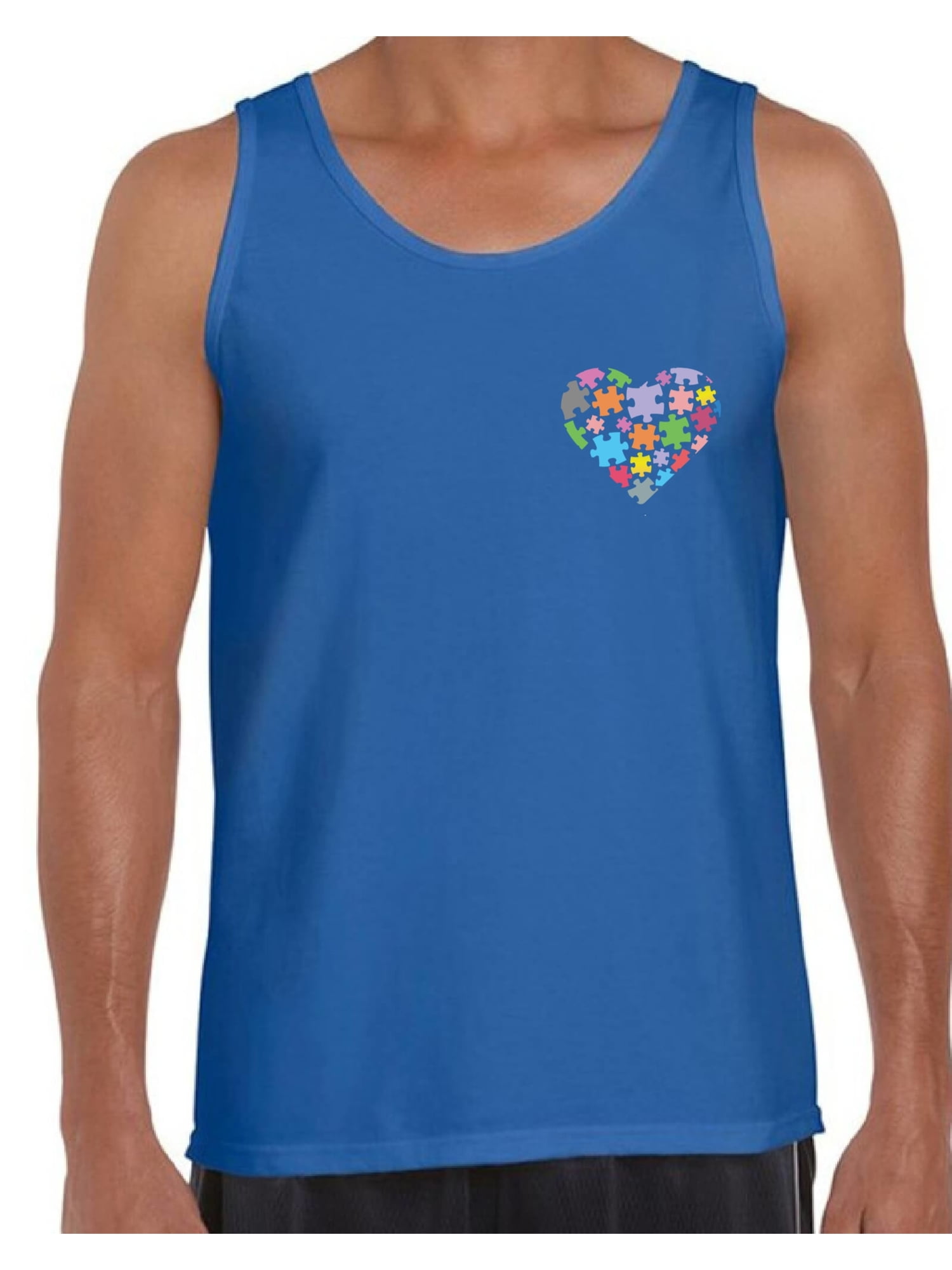 Awkward Styles Autism Awareness Tank Tops for Men Heart Pocket Puzzle ...