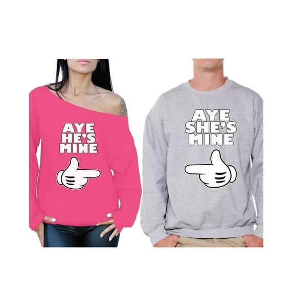 Awkward Styles Aye He's Mine Aye She's Mine Couple Sweatshirts Cute ...