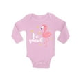 Awkward Styles Be Yourself Baby Bodysuit Long Sleeve Pink Flamingo ...