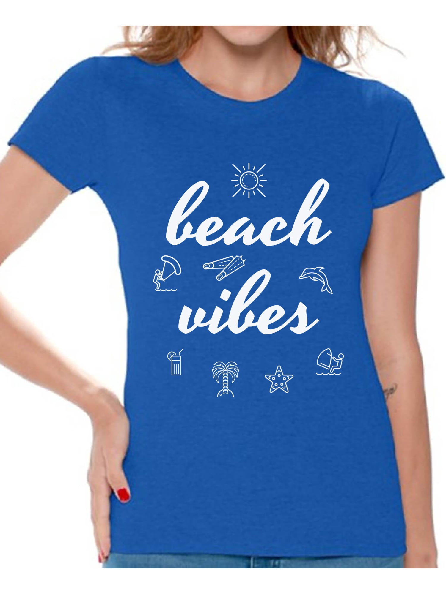 Awkward Styles Beach Vibes Tshirt for Women Vacation Shirts Summer ...