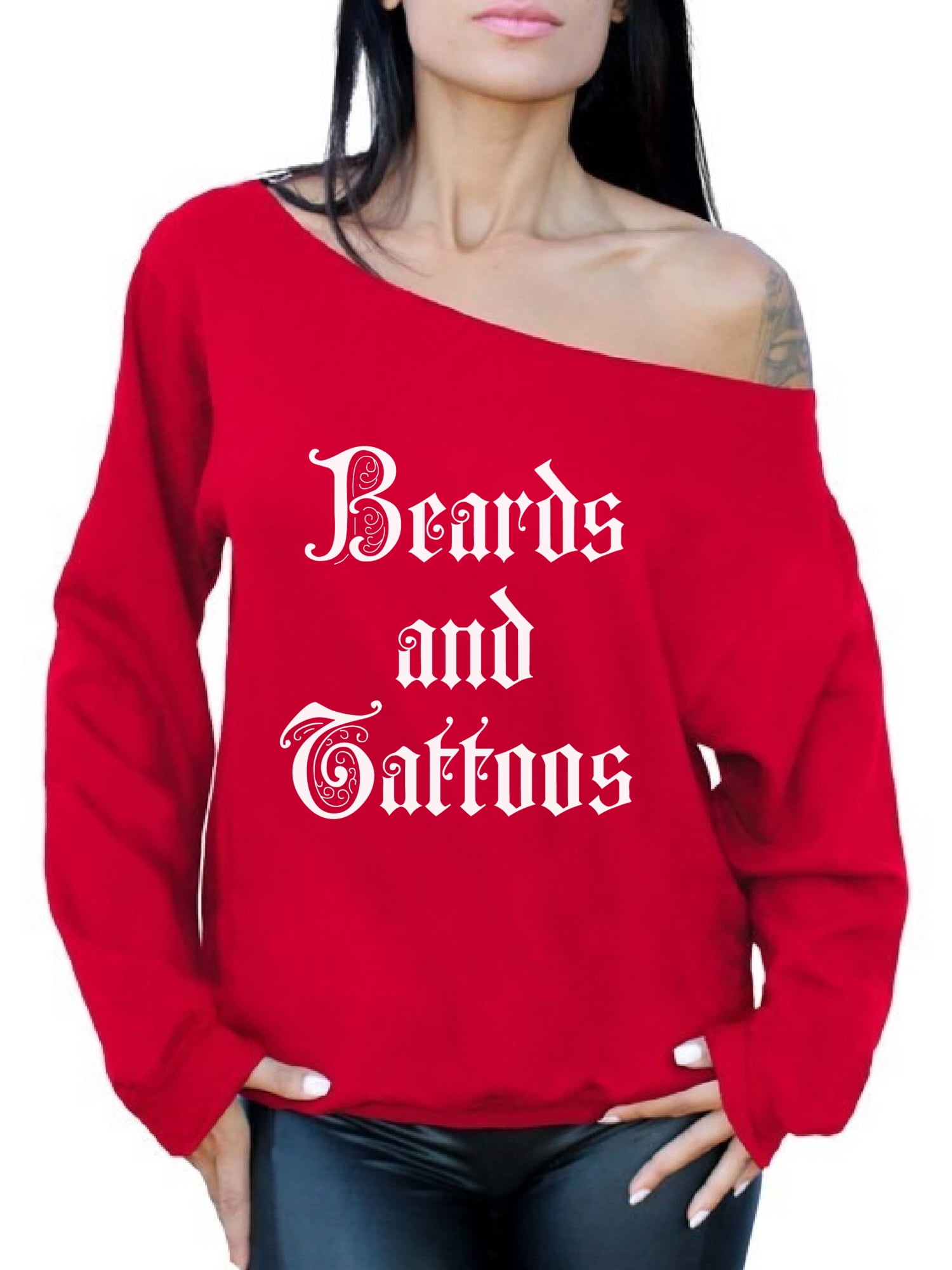 Awkward Styles Beards and Tattoos Off Shoulder Sweatshirt Women's ...