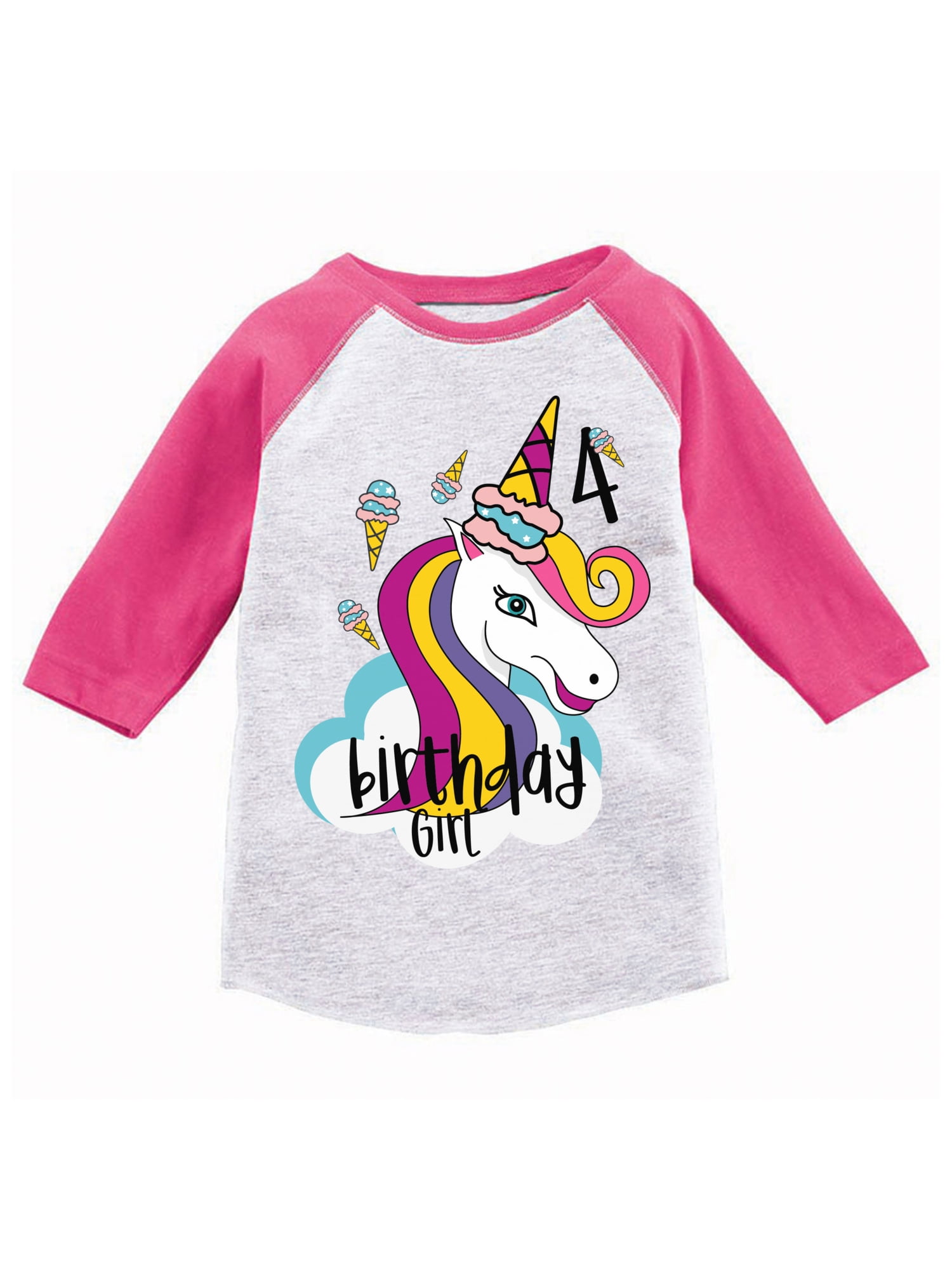Awkward Styles Birthday Girl Toddler Raglan Unicorn Jersey Shirt 4th ...