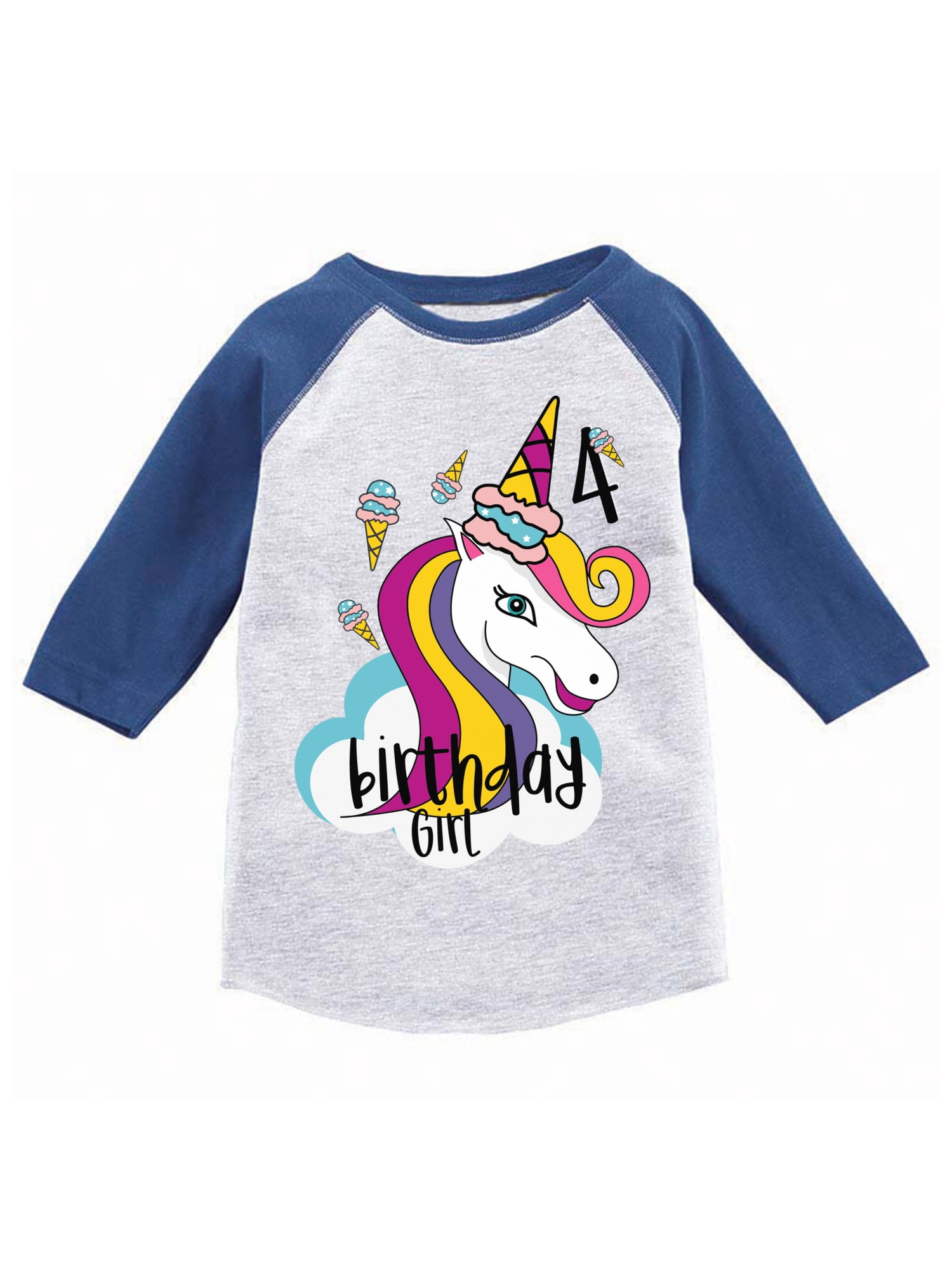 Awkward Styles Birthday Girl Toddler Raglan Unicorn Jersey Shirt 4th ...