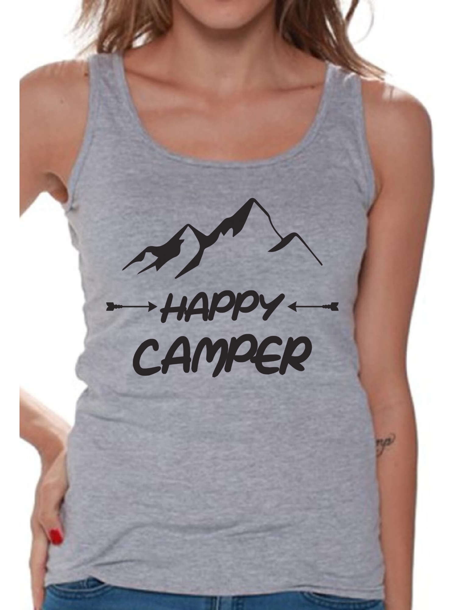Awkward Styles Black Happy Top for Her Happy Camper Women Tank Top ...