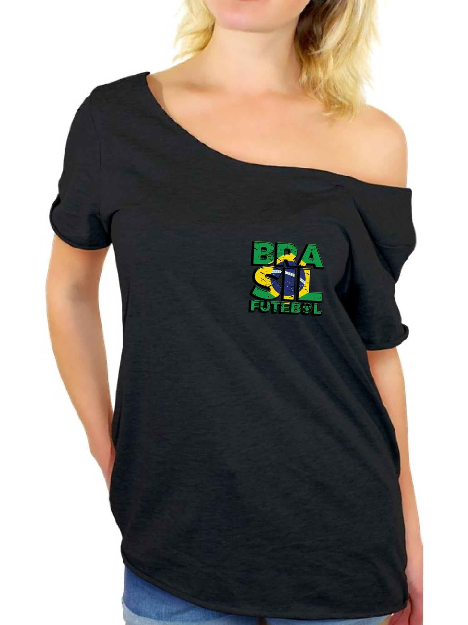 Awkward Styles Brasil Futebol Off Shoulder Shirt Women's Brazilian ...