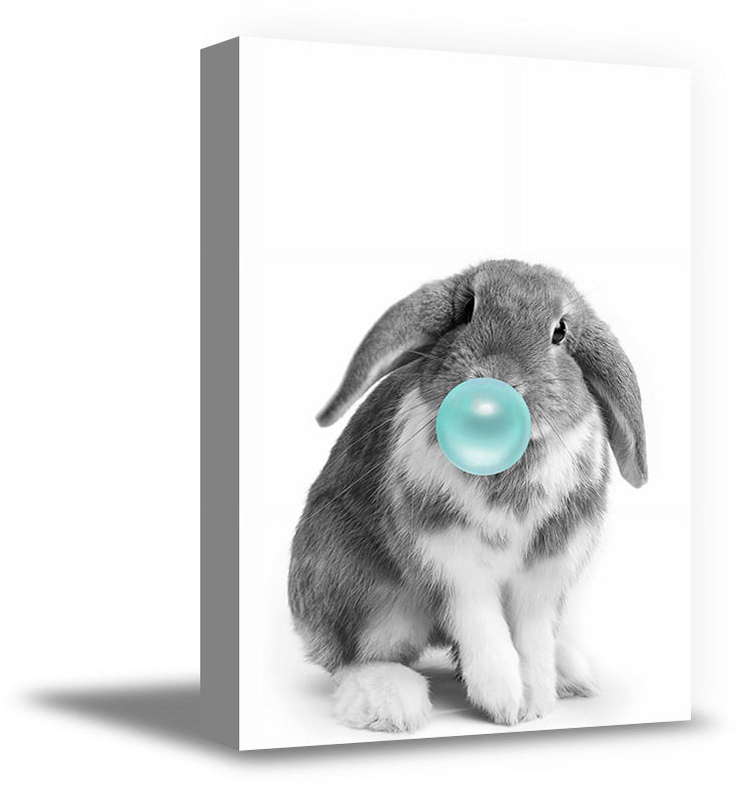 Awkward Styles Bunny Chewing Blue Bubble Gum Animal Canvas Wall Art ...