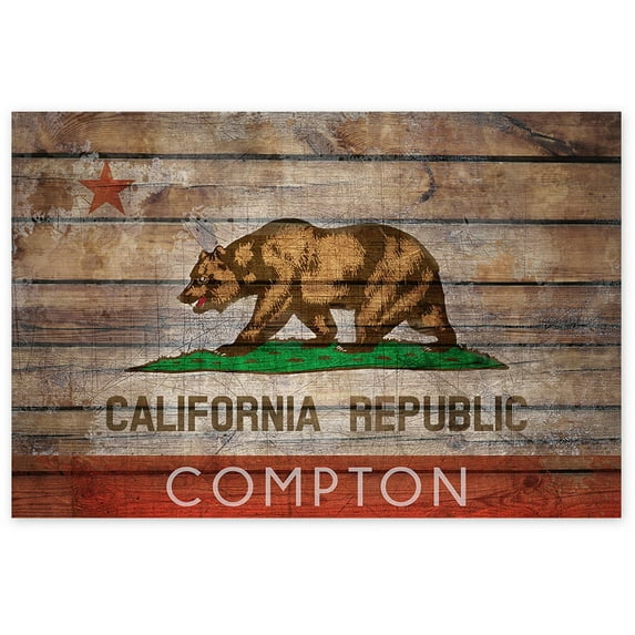 Awkward Styles Cali Flag Compton Framed Canvas Wall Decor Compton Art ...