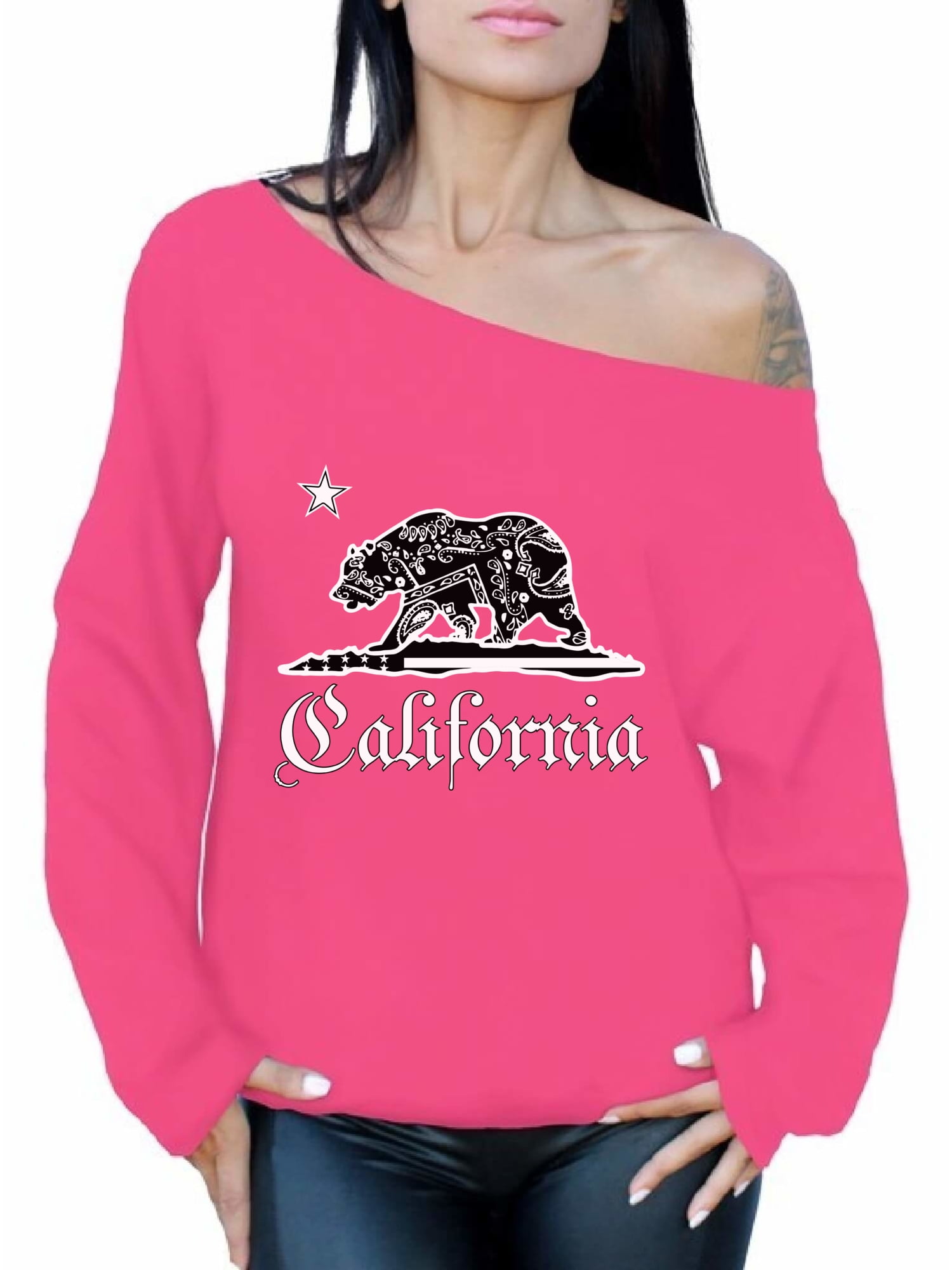 Awkward Styles California Republic Bandana Off Shoulder Sweatshirt ...