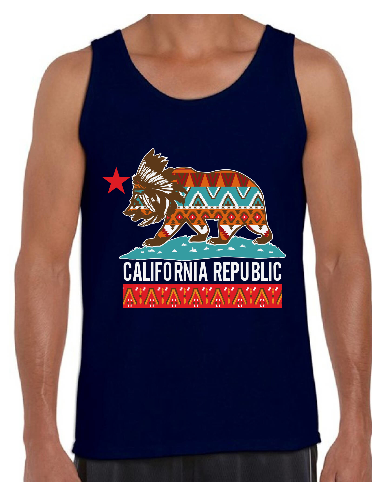 Awkward Styles California Tribal Print Tank Top for Men California Bear ...