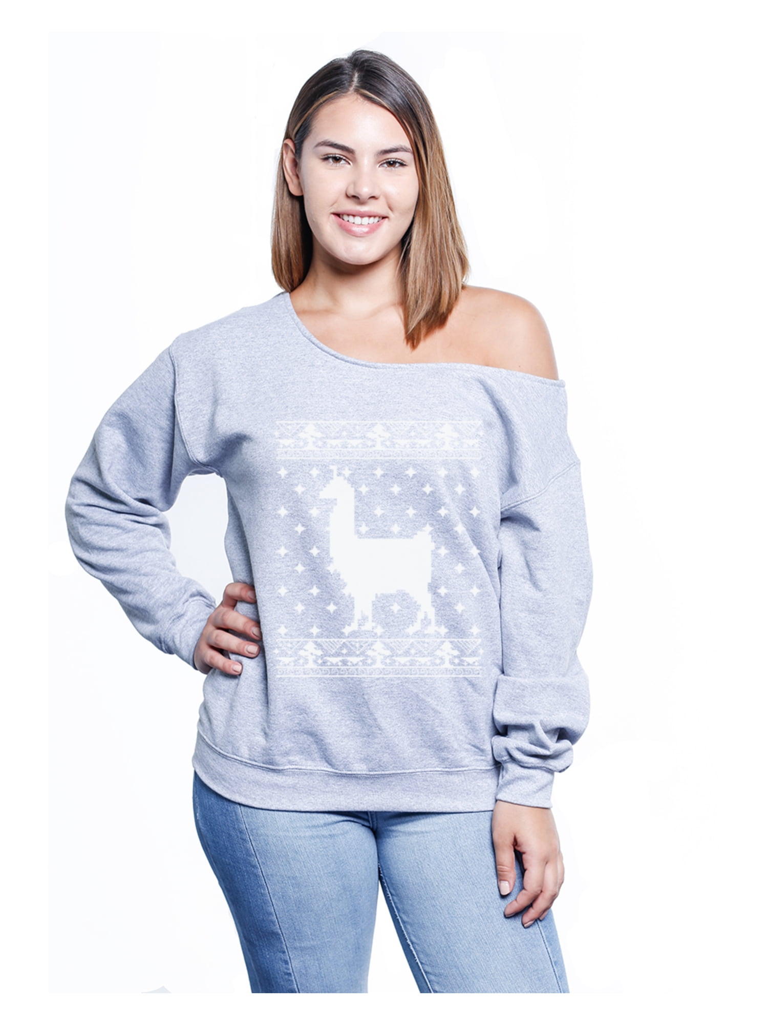 Awkward Styles Chunky Oversized Llama Christmas Sweatshirt Llama Ugly ...