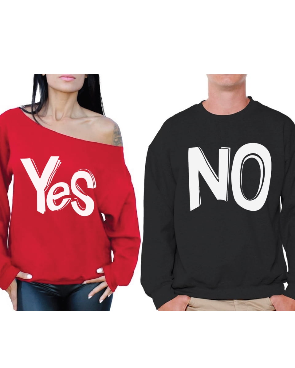 Awkward Styles Couple Sweatshirts Yes No Matching Couple Sweaters ...