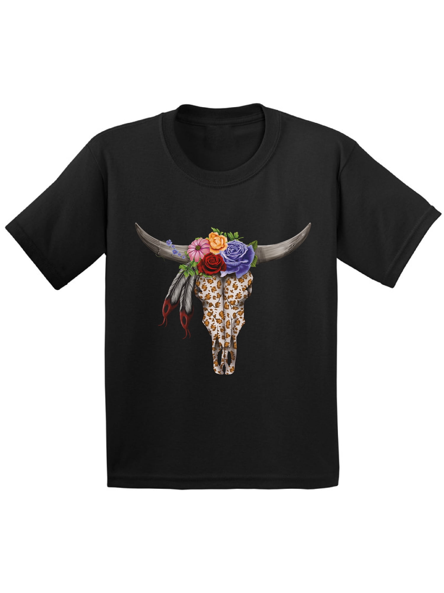 Awkward Styles Cow Skull Tshirt for Kids Floral Cow Skull T Shirt Sugar ...