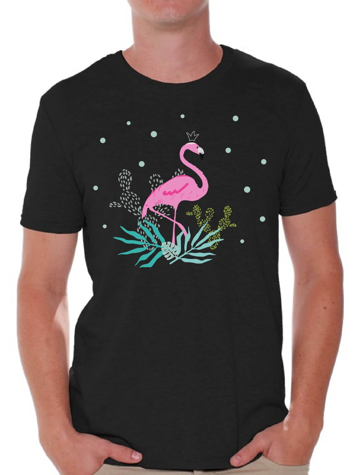 Awkward Styles Crowned Flamingo T Shirt for Men Summer Mens Shirts Pink ...