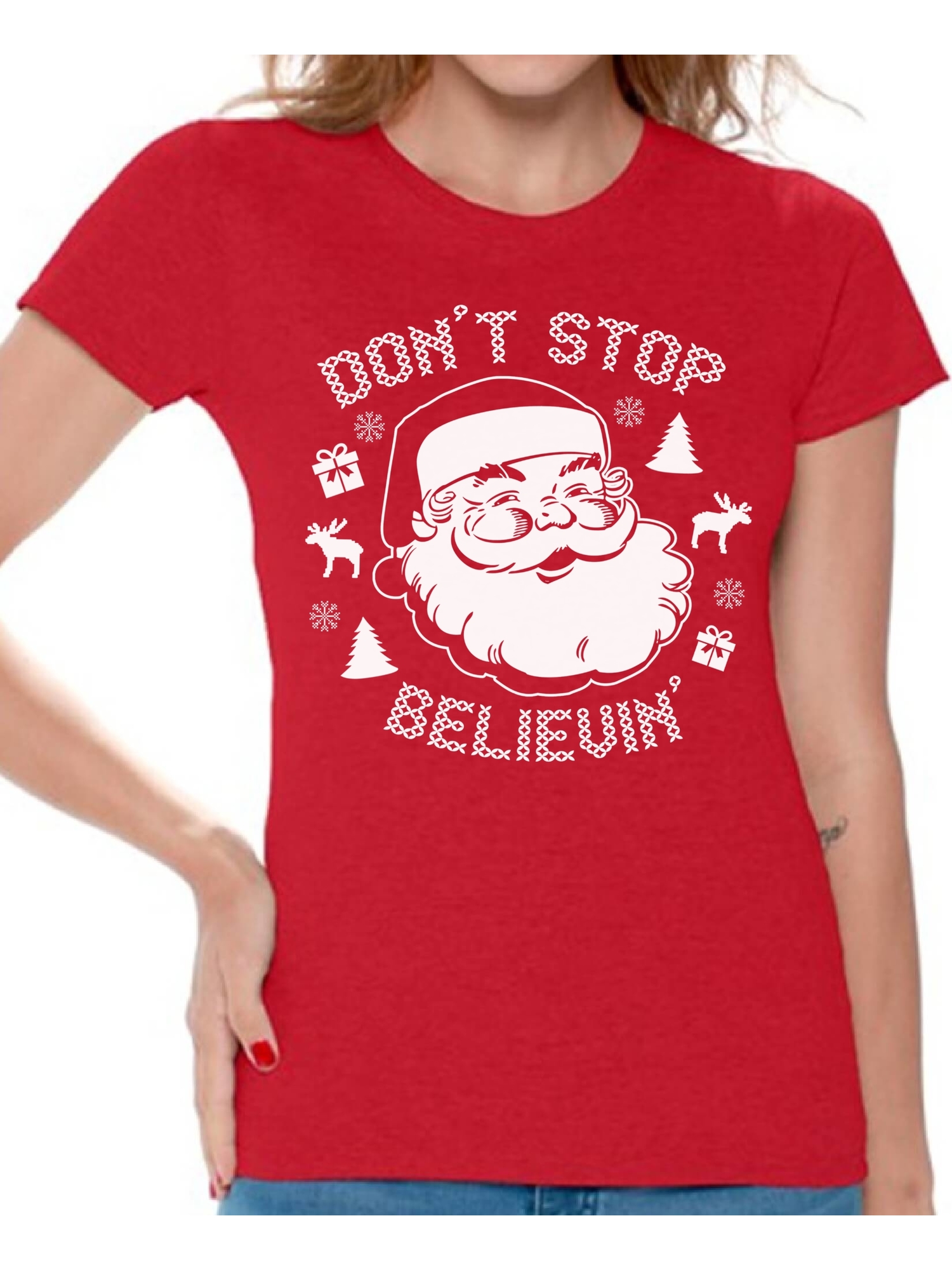 Awkward Styles Ugly Christmas Shirts for Women Xmas Llama in Santa's ...