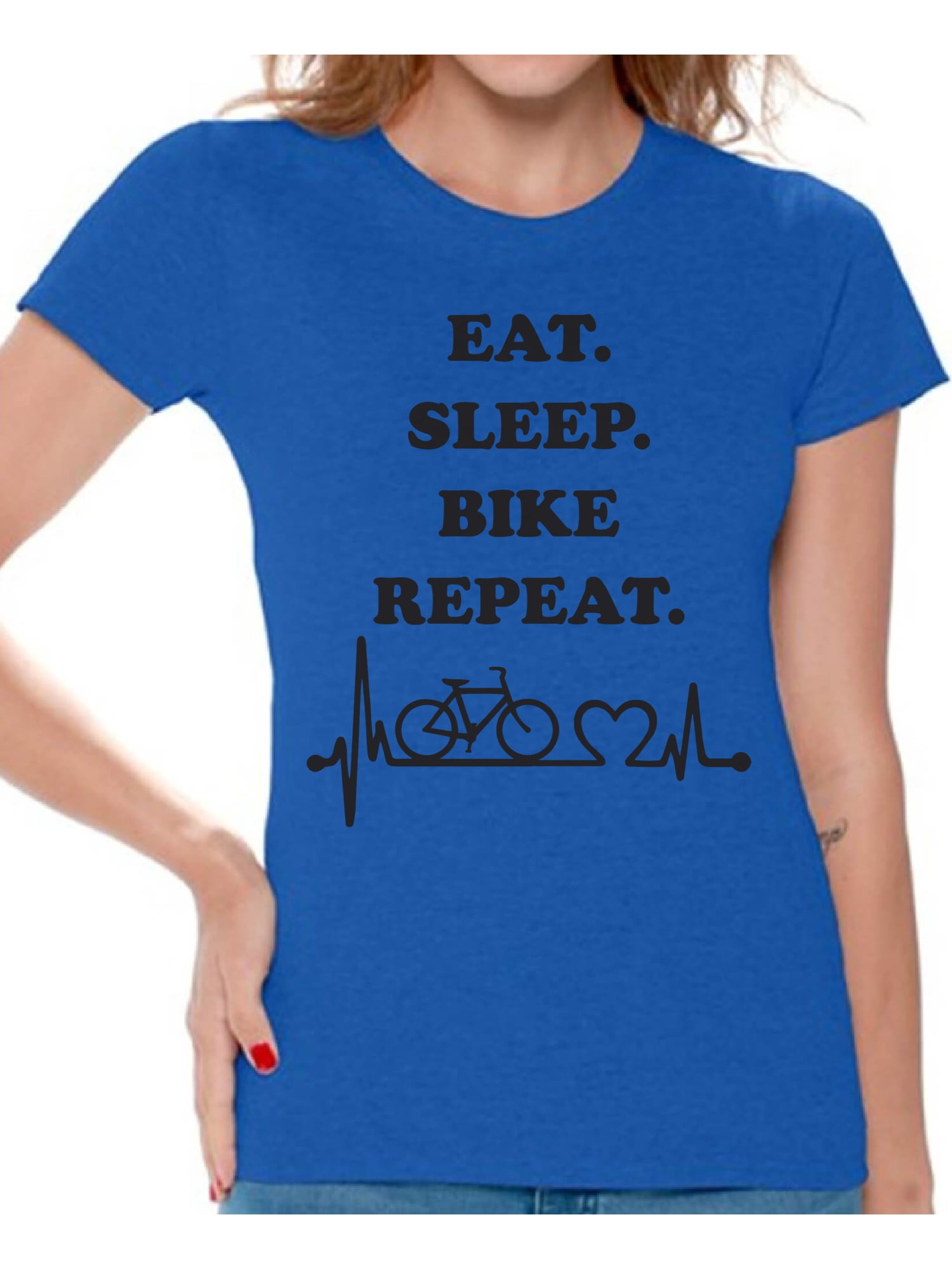 Awkward Styles Eat Sleep Bike Women T-Shirt Biker T Shirt for Wife Eat ...