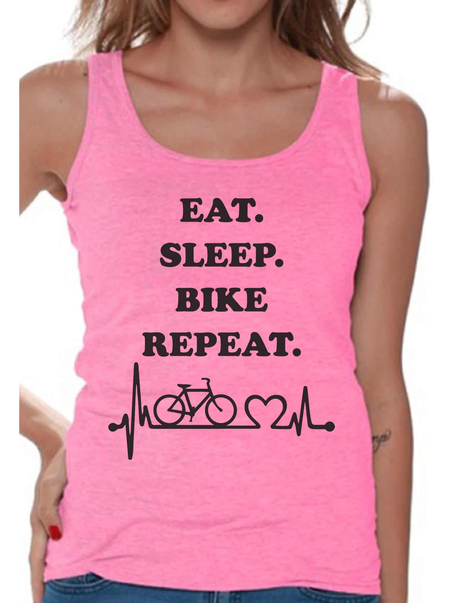 Awkward Styles Eat Sleep Bike Women Tank Top Biker T Shirt for Wife I Love Biking Tank Top for ...