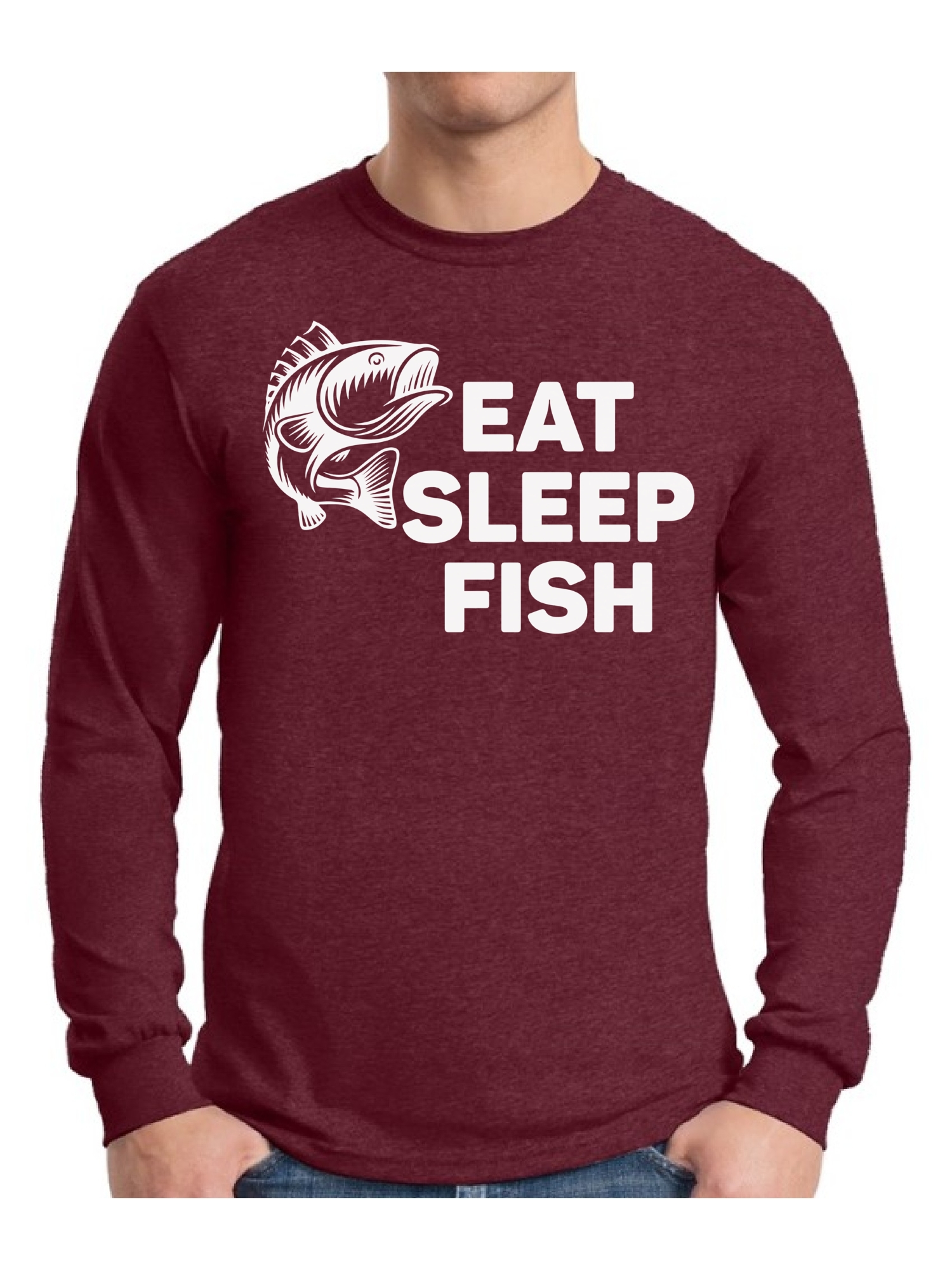 Awkward Styles Eat Sleep Fish Men Long Sleeve Shirt Fisher T Shirt for ...