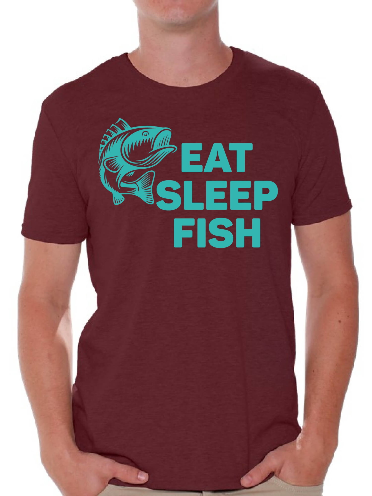 Awkward Styles Eat Sleep Fish Men's T Shirt Fishing Clothes for Him I ...