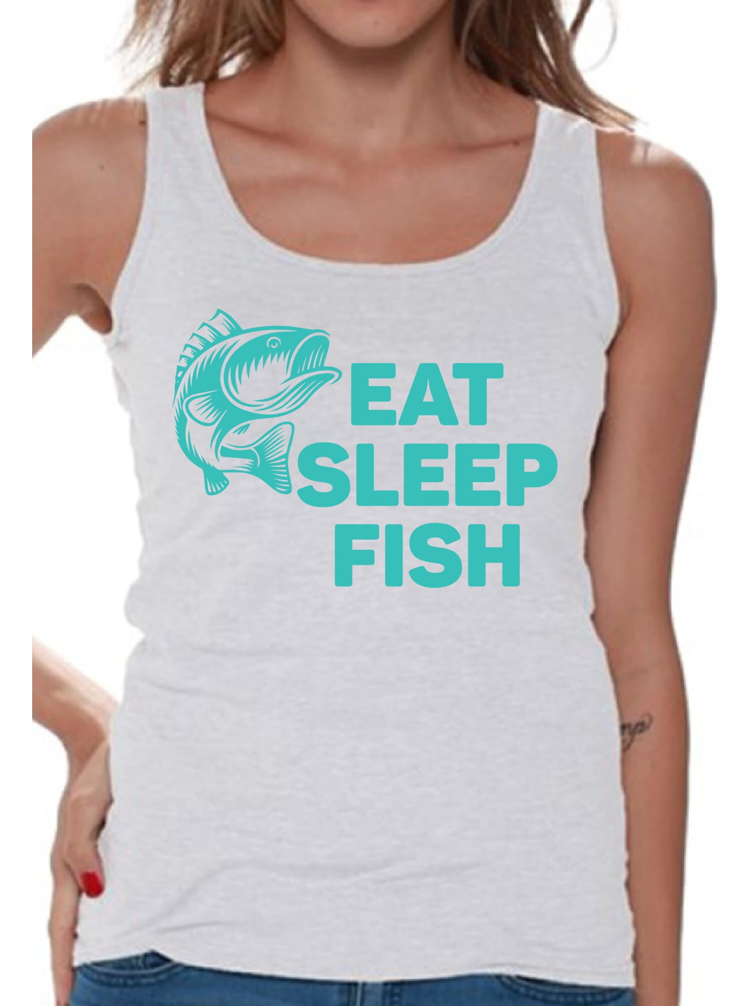 Awkward Styles Eat Sleep Fish Women Tank Top Fisher T Shirt for Wife I ...