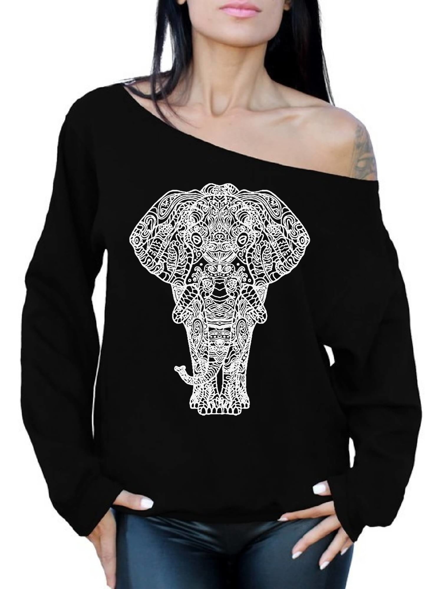 Awkward Styles Elephant Off Shoulder Sweatshirt for Women Patterned ...