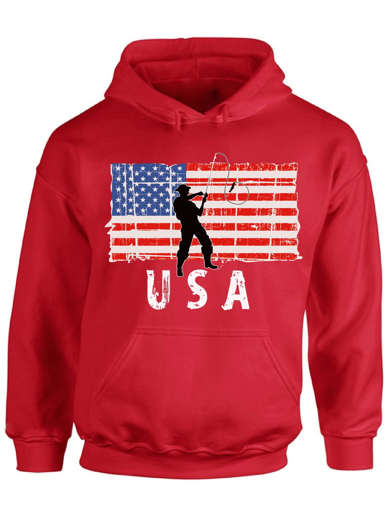 Awkward Styles Fishing USA Hoodie Patriotic Gifts Retro USA Men Women ...