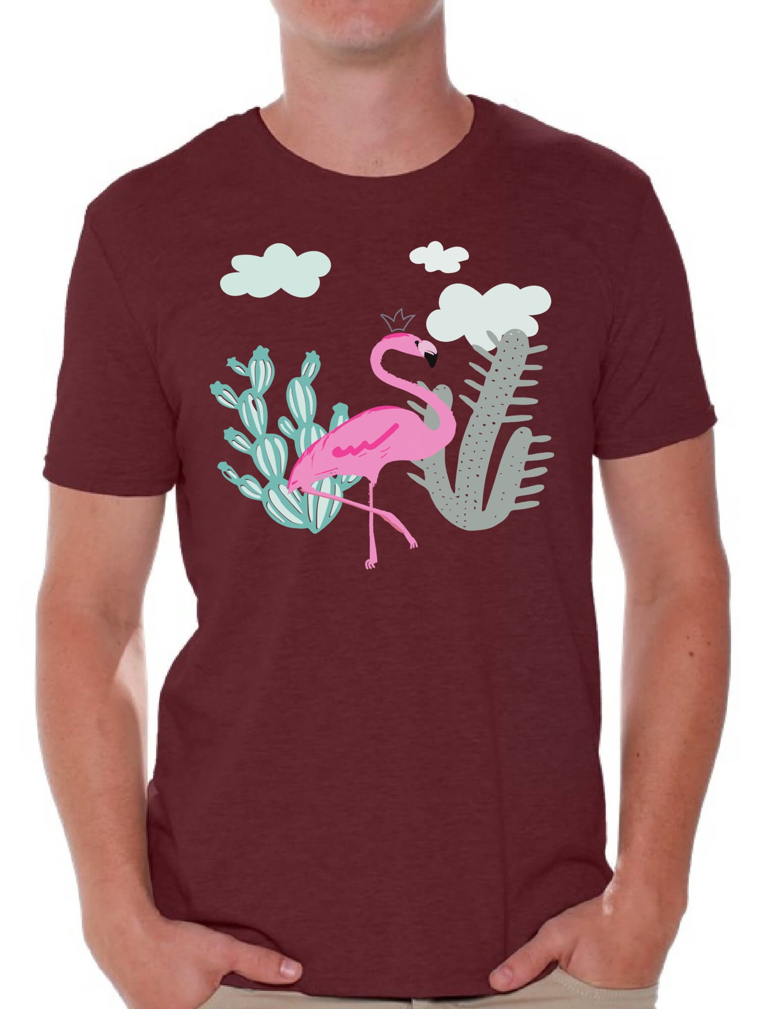 Awkward Styles Flamingo Cactus T Shirt for Men Summer Mens Shirts Pink ...