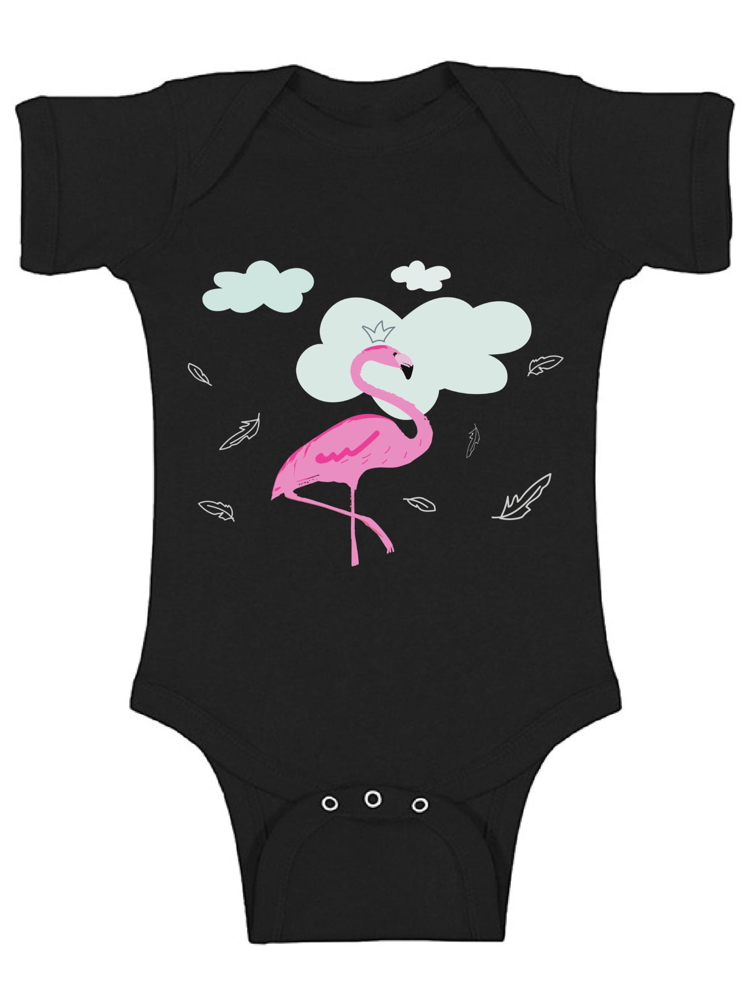 Awkward Styles Flamingo in Clouds Baby Bodysuit Short Sleeve Pink ...