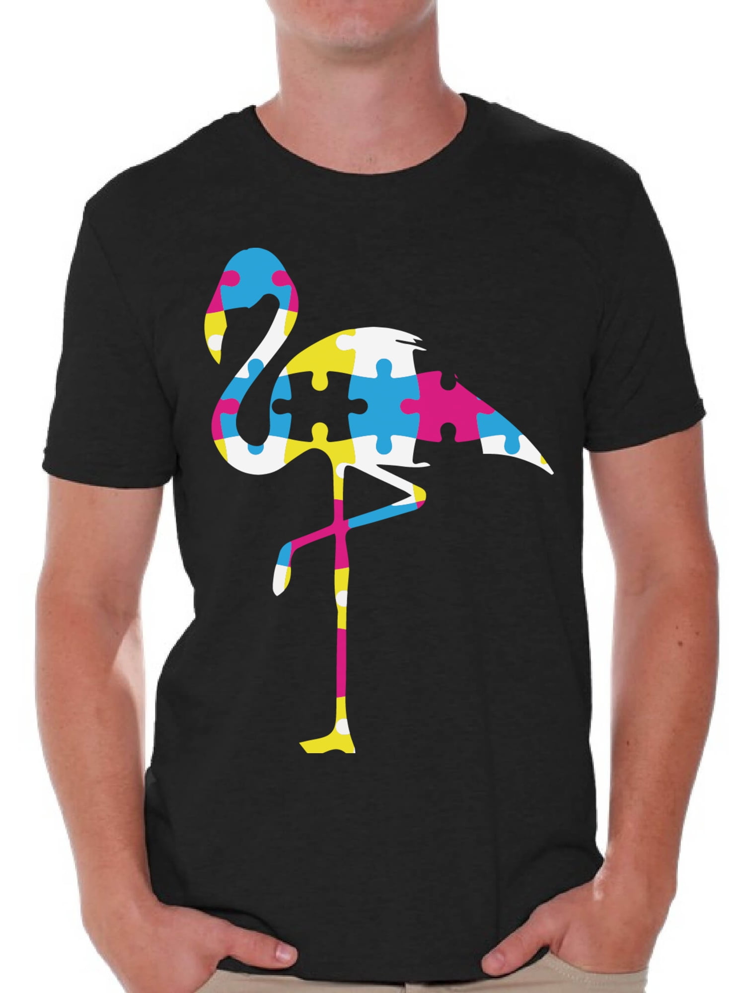 Awkward Styles Flamingo Puzzle Piece for Autism Awareness Men's Autism ...