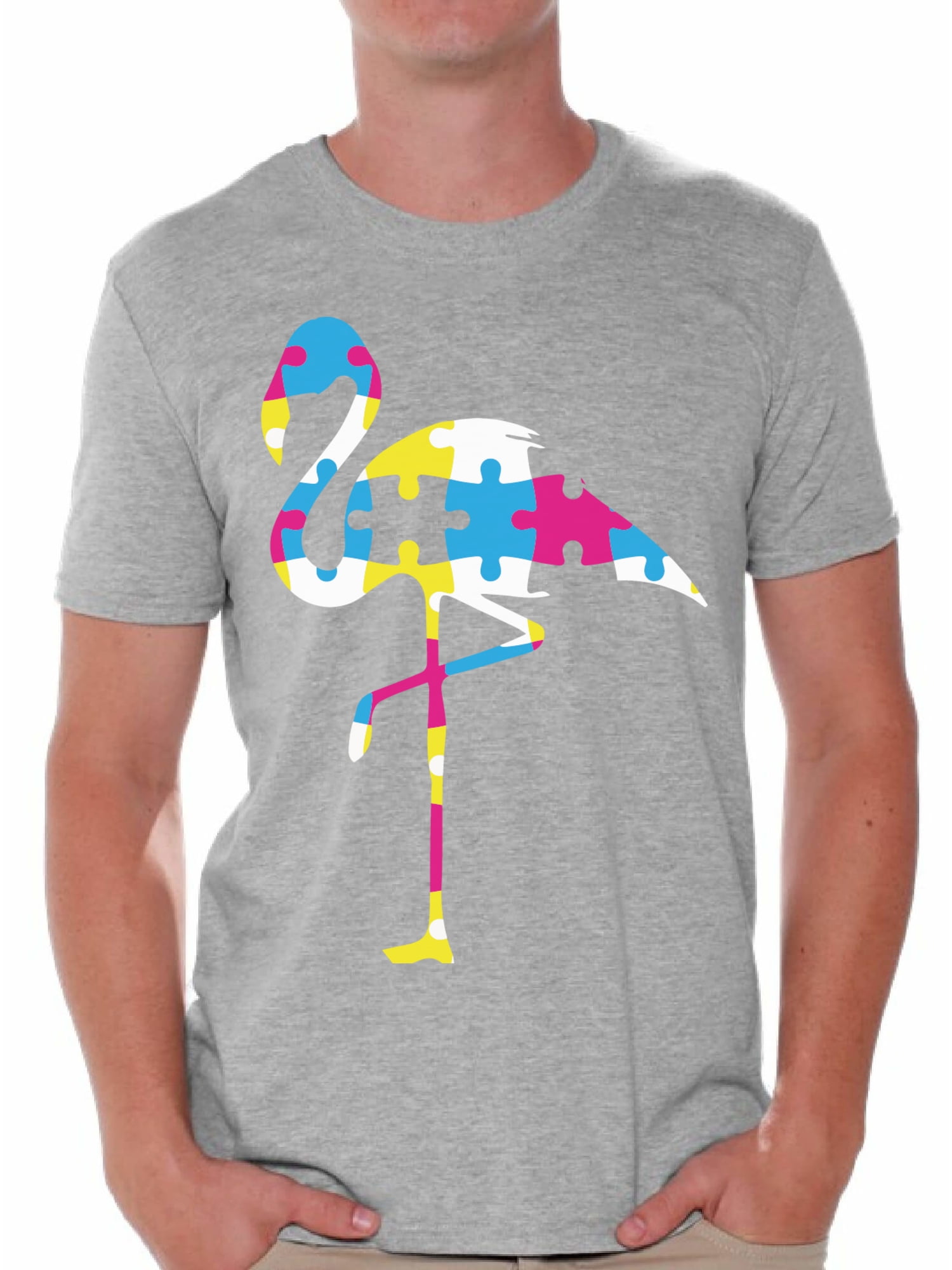 Awkward Styles Flamingo Puzzle Piece for Autism Awareness Men's Autism ...