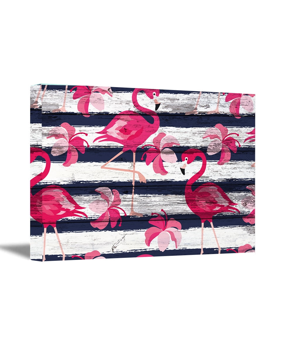 Awkward Styles Floral Flamingo Canvas Art Pink Flamingos and Flowers ...