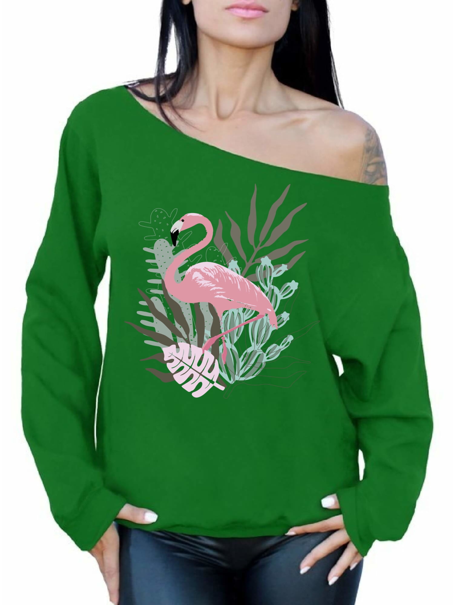 Awkward Styles Floral Flamingo Ladies Off Shoulder Sweater Summer ...