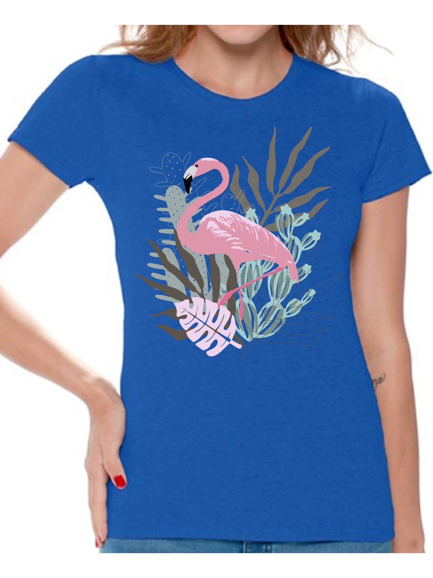 Awkward Styles Floral Flamingo Womens T-Shirt Pink Flamingo Tshirt for ...