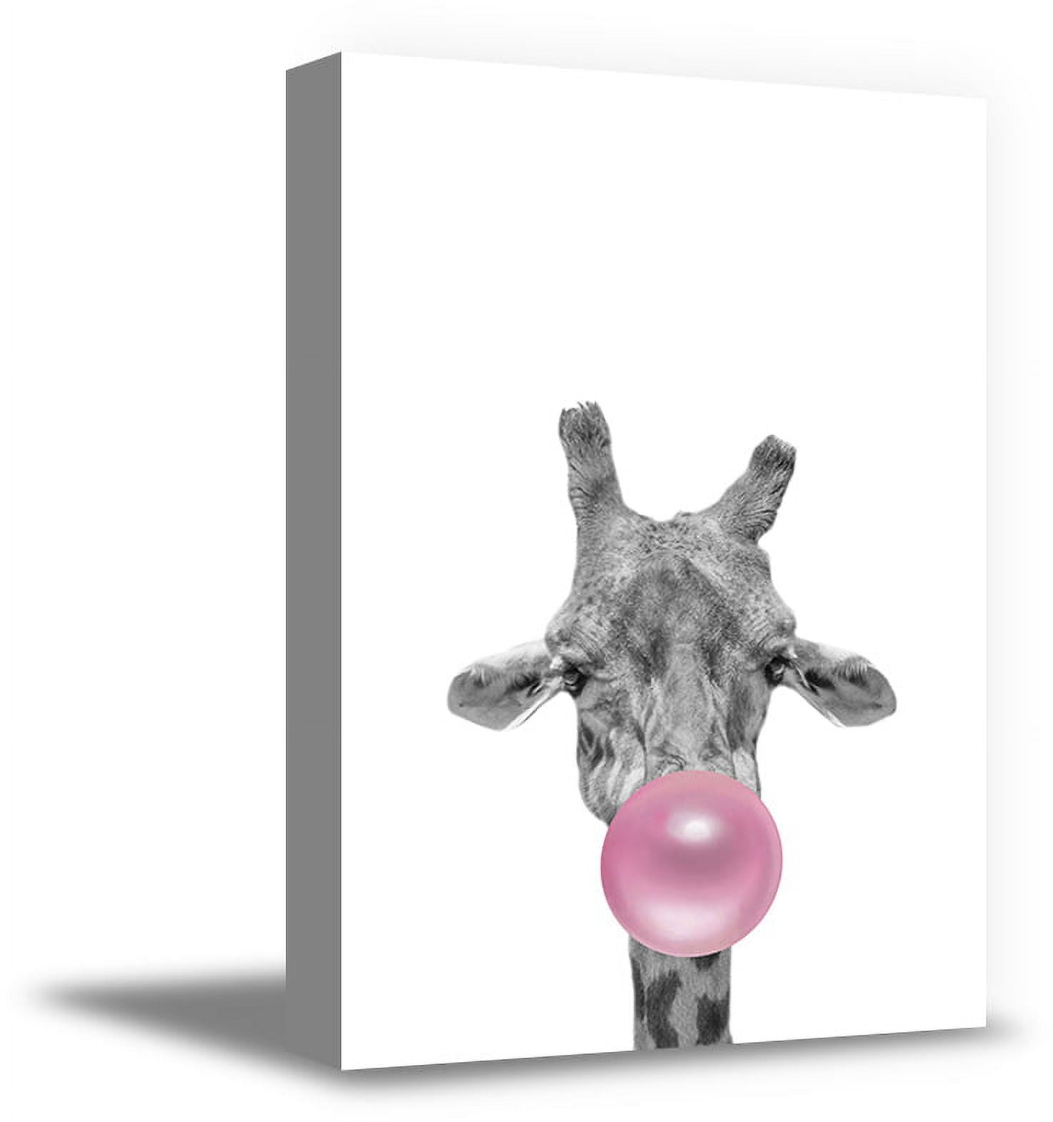 Awkward Styles Giraffe Blowing Pink Bubble Gum Kids Room Animal Canvas ...