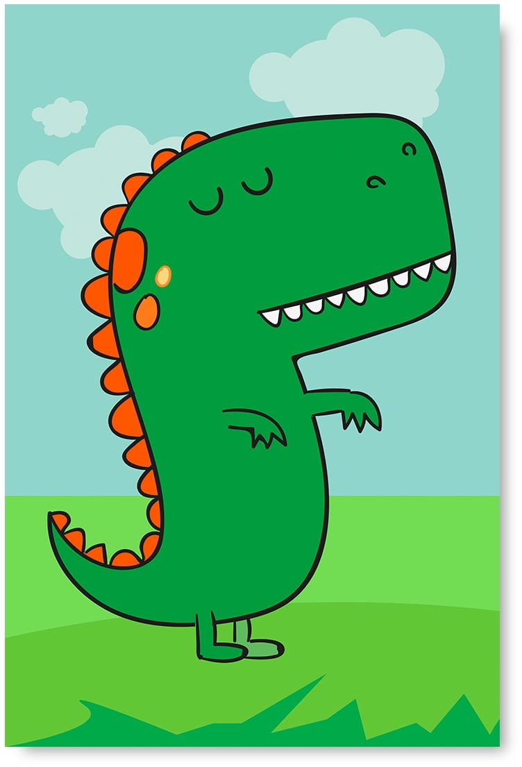 Awkward Styles Green Dinosaur Ready to Hang Picture Dino Canvas Art ...