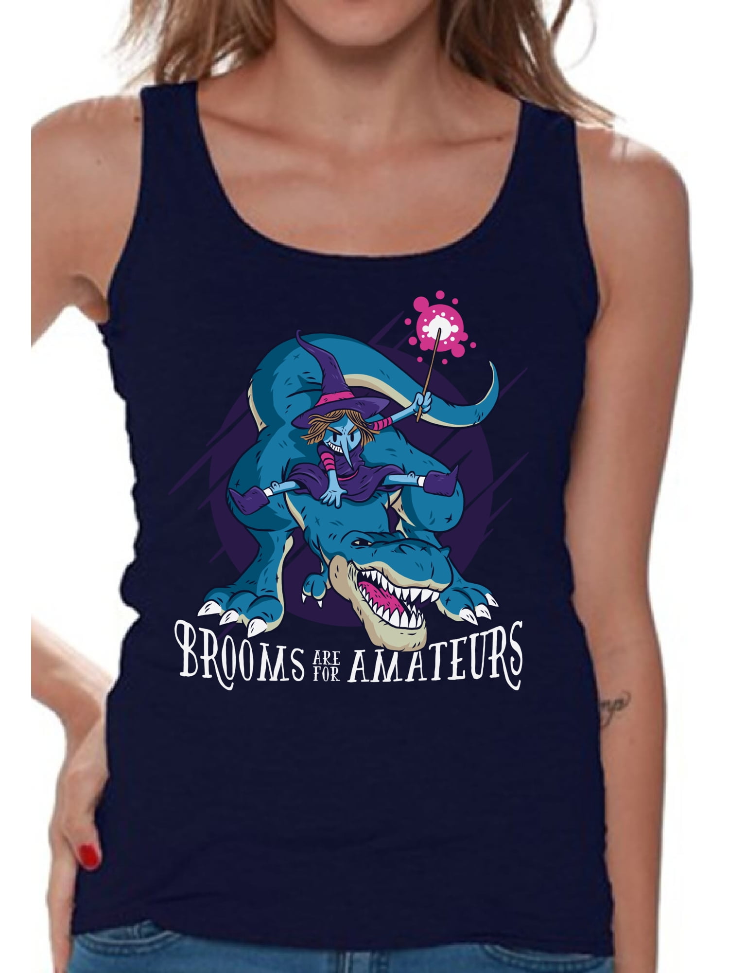 Awkward Styles Halloween Sleeveless Shirt Witch on Dinosaur Tank Top ...
