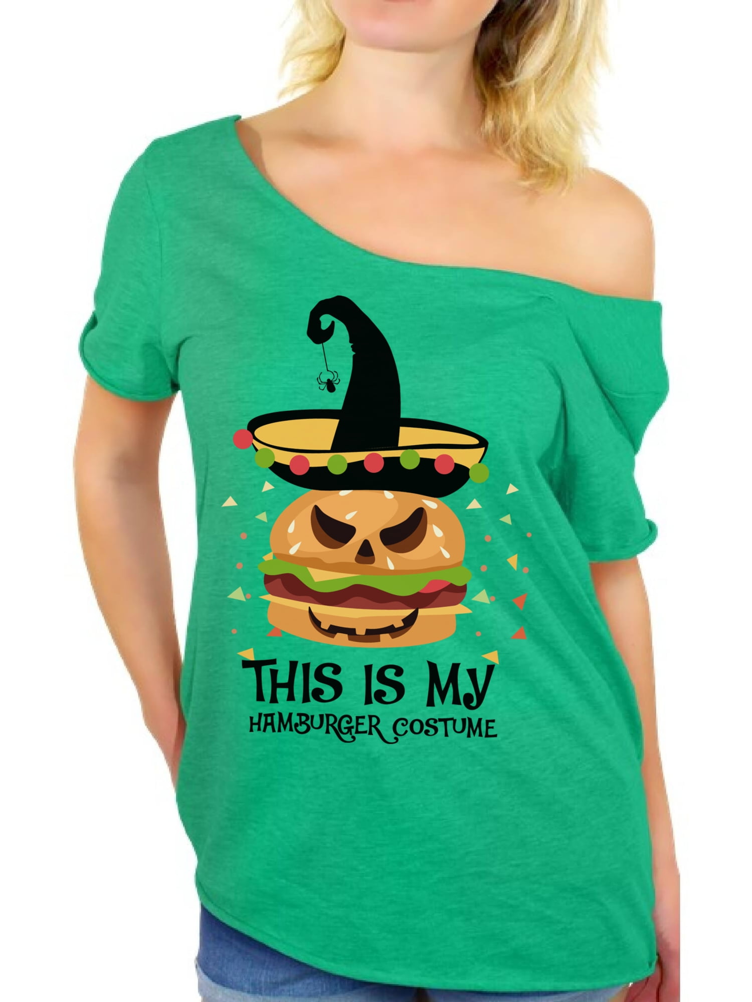 Awkward Styles Halloween T Shirt Hamburger Off Shoulder Tops for Women ...