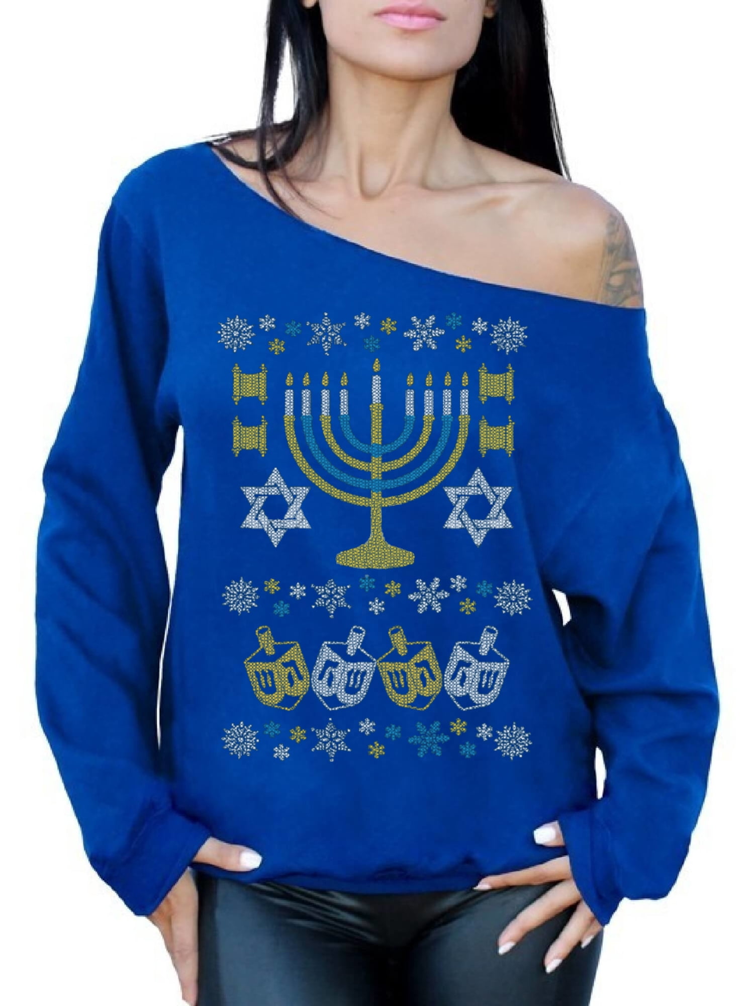 Awkward Styles Hanukkah Menorah Off Shoulder Sweatshirt for Hanukkah ...