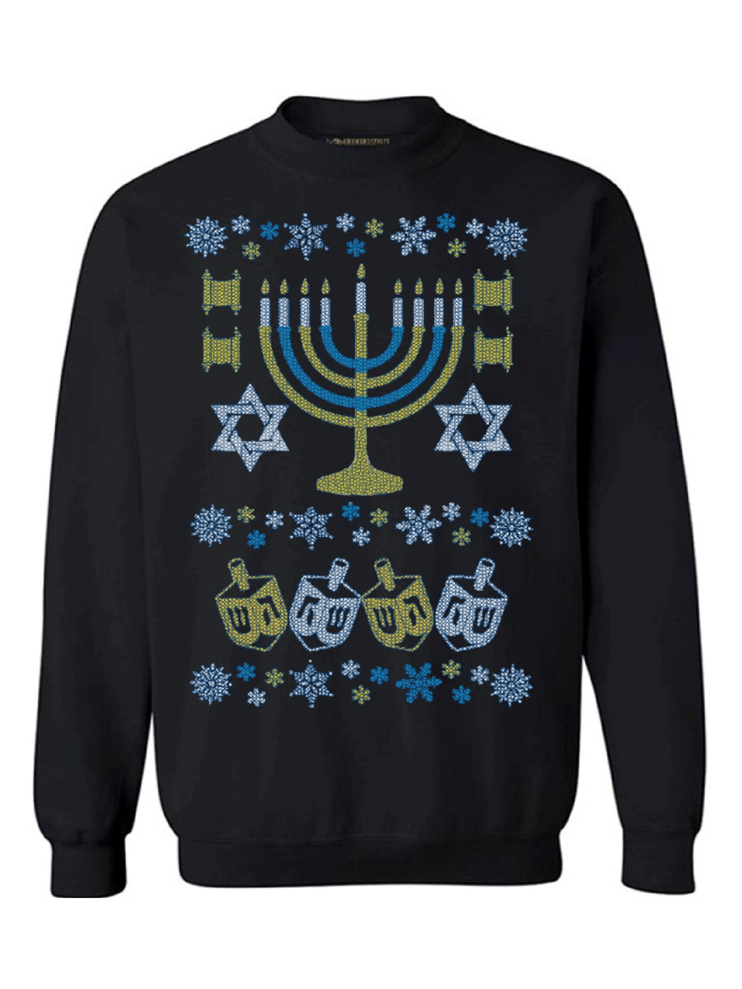 Hanukkah Ugly Sweater Menorasaurus Menorah Stegasaurus Mens Sweatshirt ...