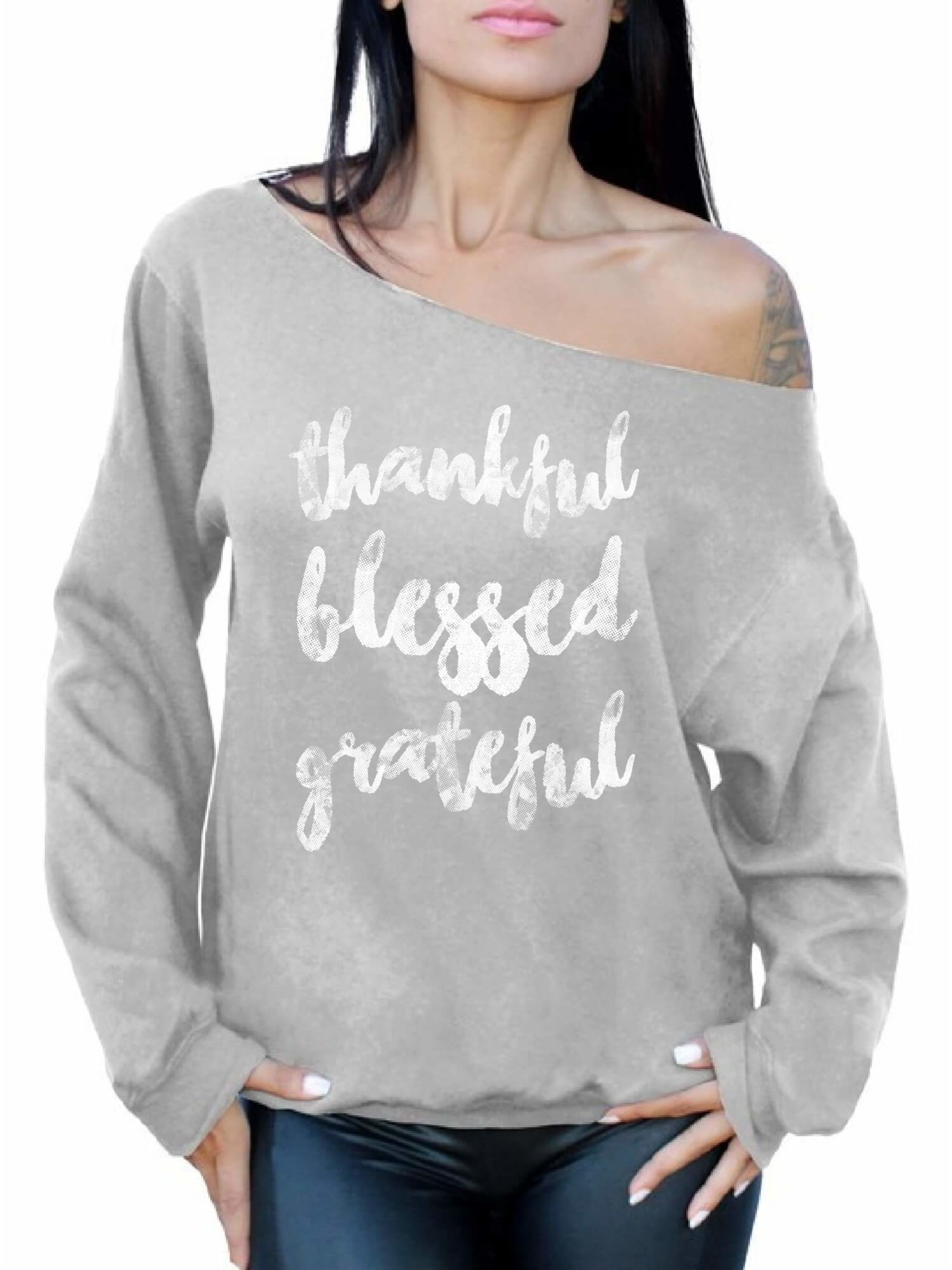 Awkward Styles Happy Thanksgiving Sweatshirt Thankful Blessed Grateful ...