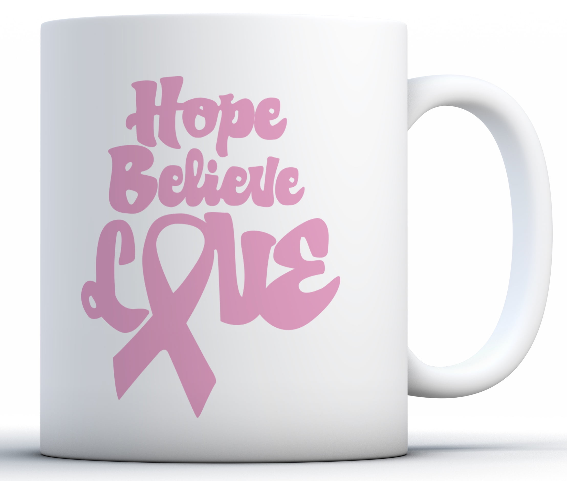 Awkward Styles Hope Believe Love Coffee Mug Breast Cancer Awareness ...