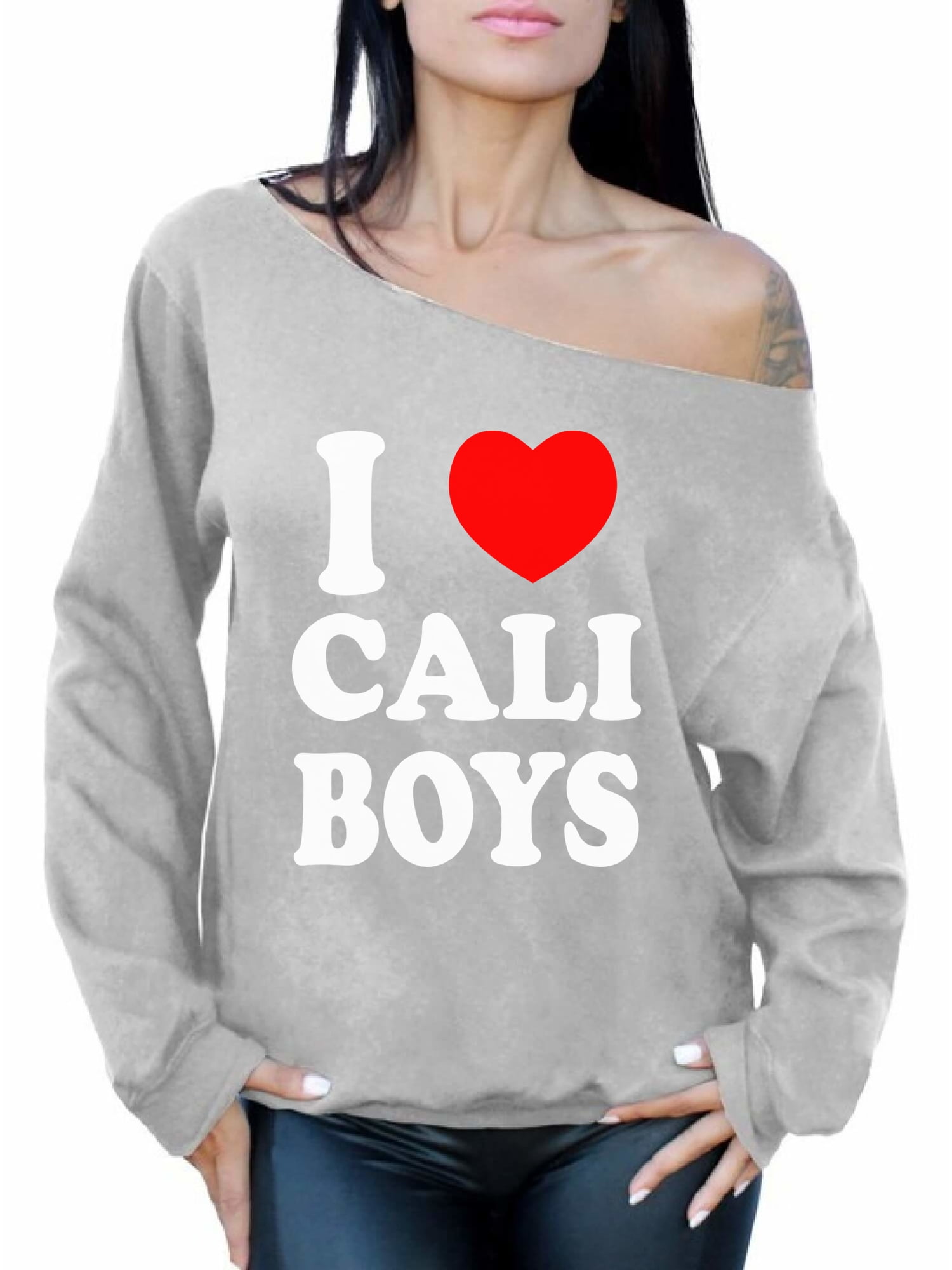 Awkward Styles I Heart Cali Boys Off Shoulder Sweatshirt I Love Cali ...