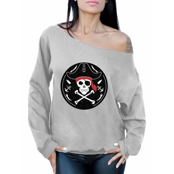 Awkward Styles Jolly Roger Off Shoulder Sweatshirt for Women Pirate ...