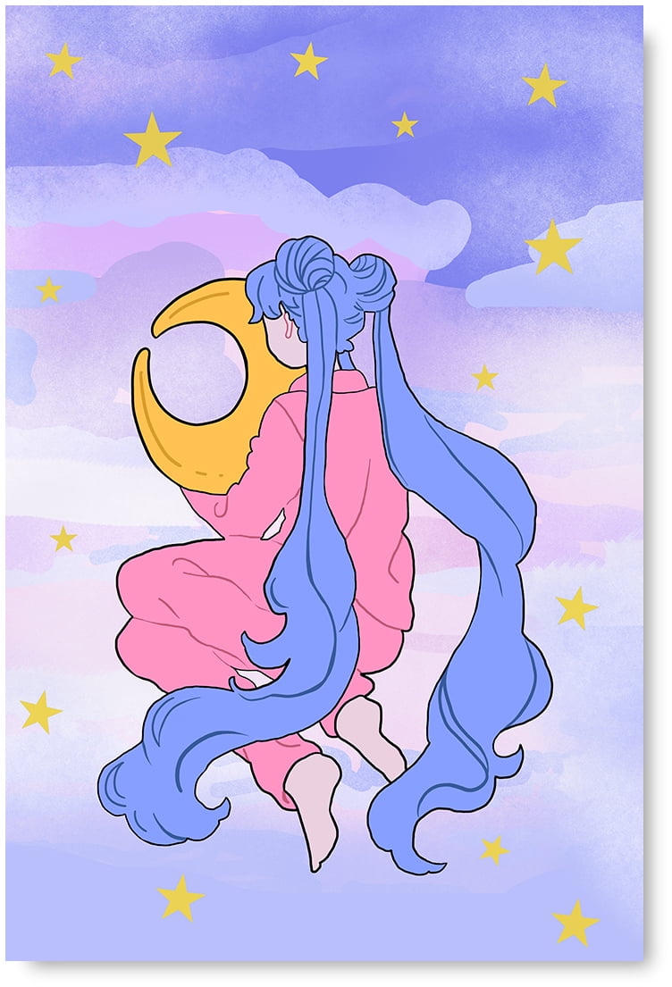 Awkward Styles Kawaii Wall Art Moon Girl Poster Kids Wall Print Kids ...