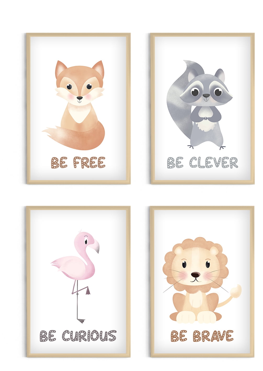Awkward Styles Kids Playroom Poster Set of 4 Zoo Prints Flamingo Lion ...