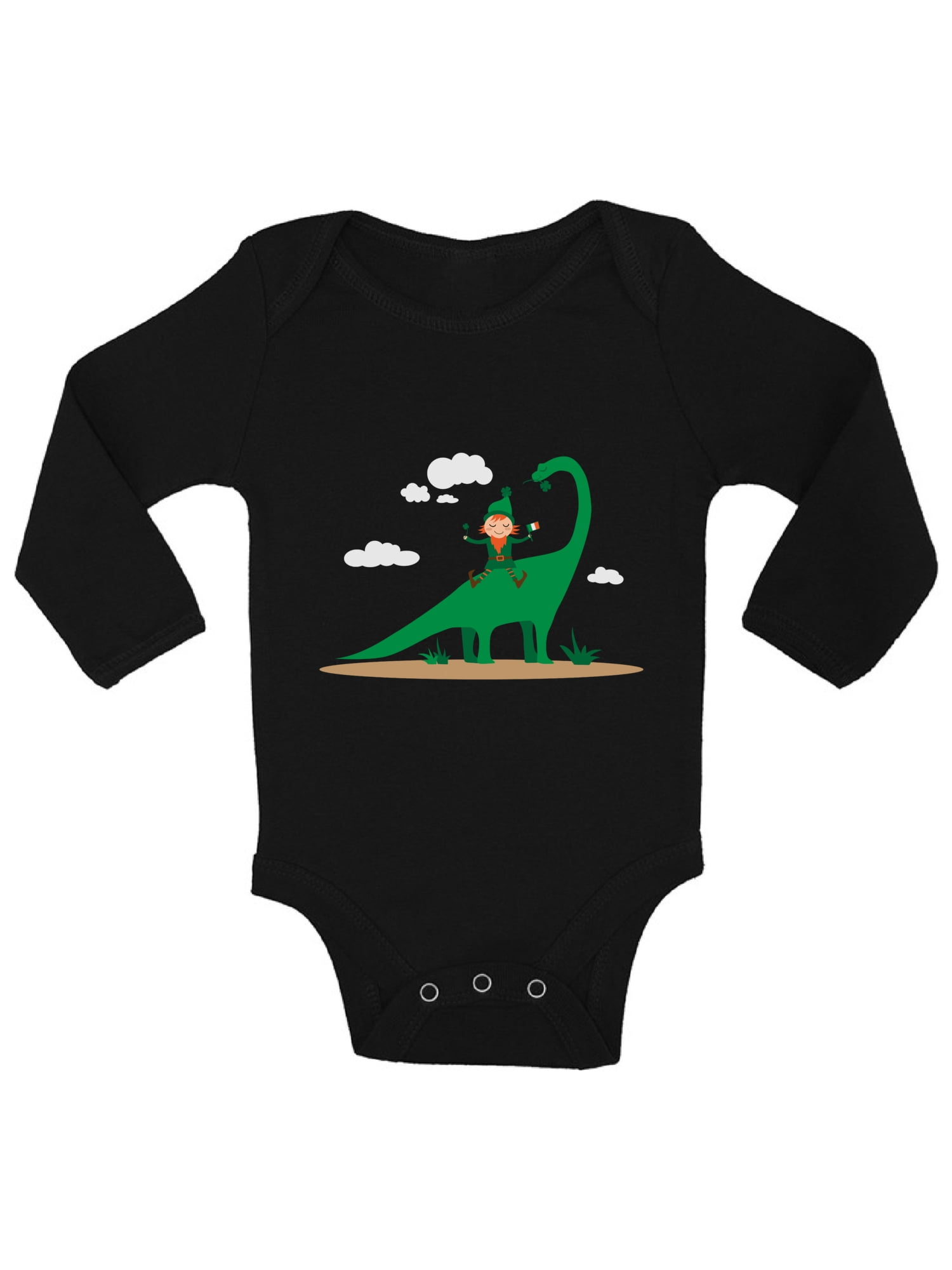 Awkward Styles Leprechaun Dinosaur Long Sleeve Baby Bodysuit Cute Irish ...