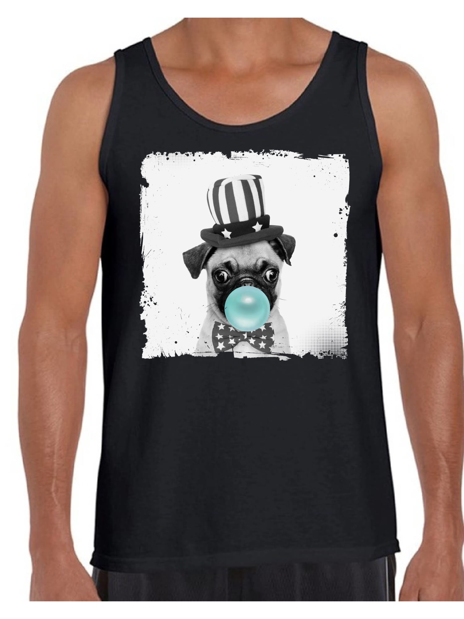 Awkward Styles Little Puppy Tank Top for Men Cute Pug with Blue Gum T ...