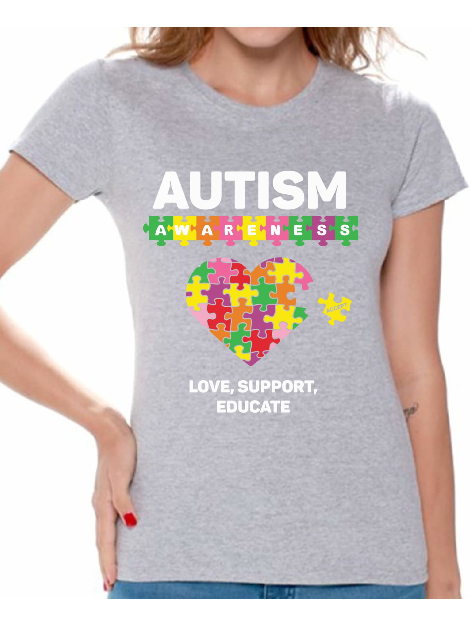 Awkward Styles Love Support Educate Autism Shirts for Women Autism ...