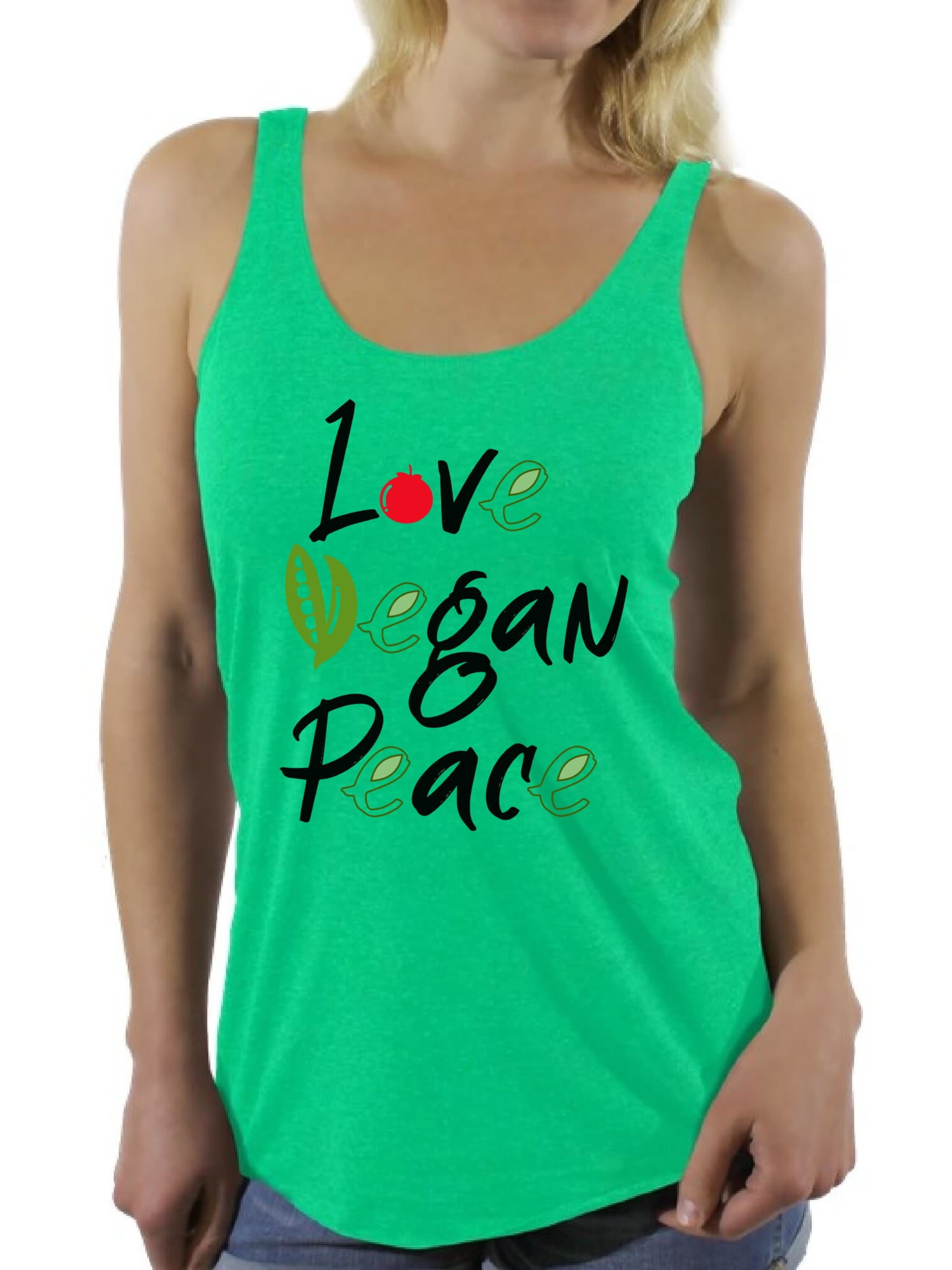 Awkward Styles Love Vegan Peace Racerback Tank Top for Her Racerback ...