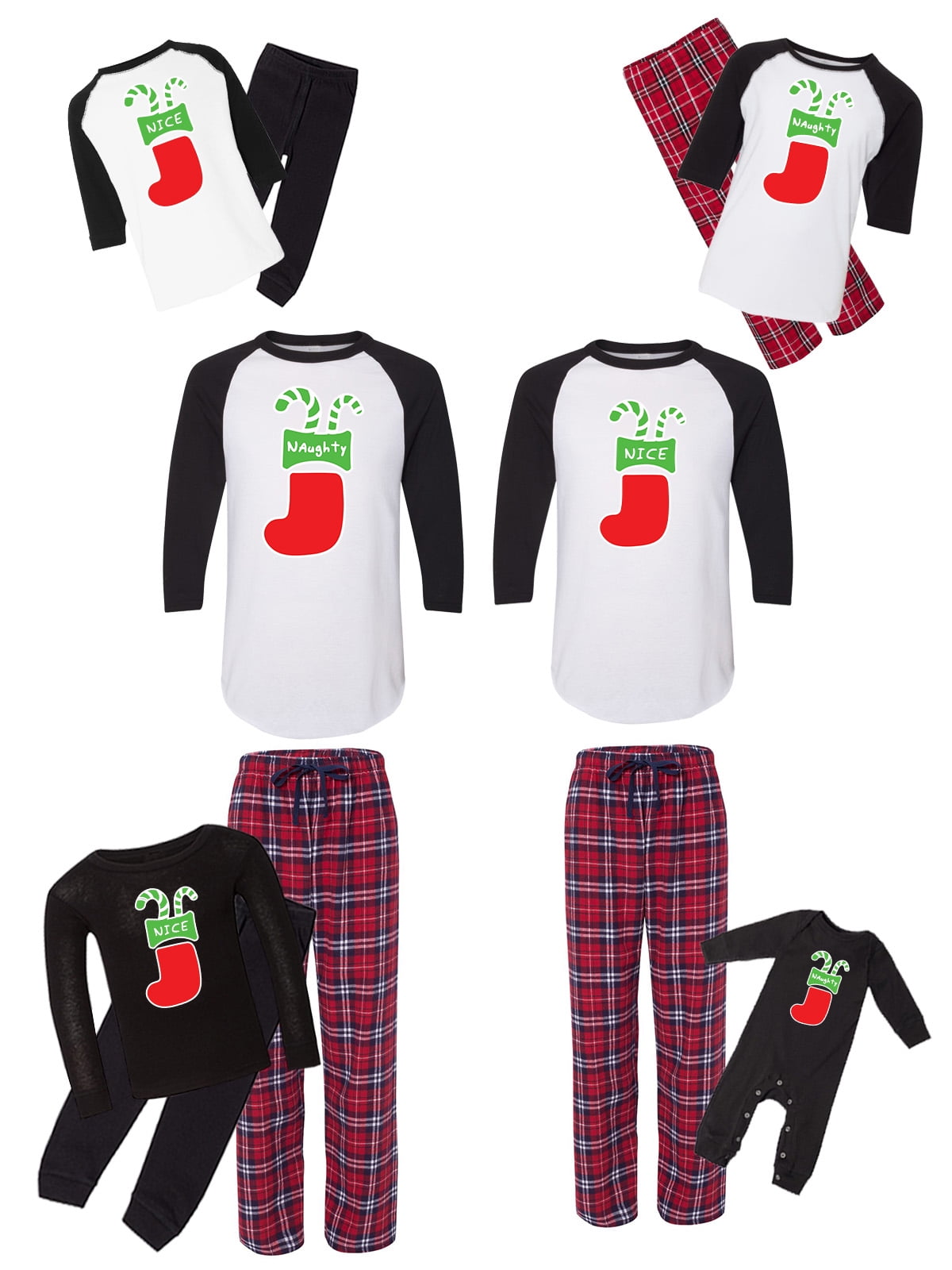 Awkward Styles Matching Christmas Pajamas Set Red Nice Naughty Stocking ...
